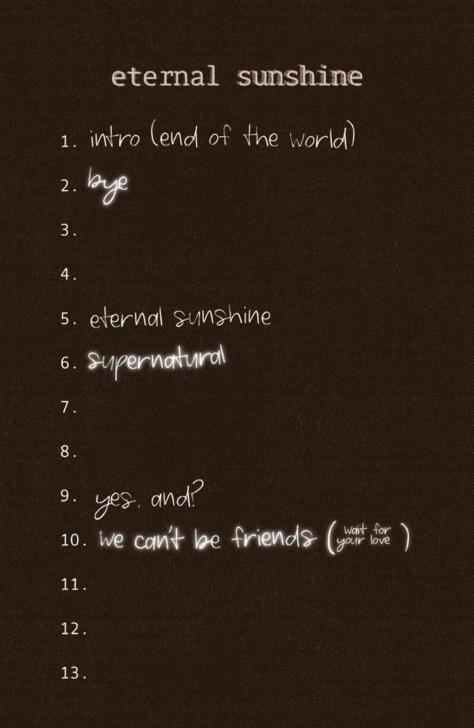 Partial Tracklist for "Eternal Sunshine" Revealed