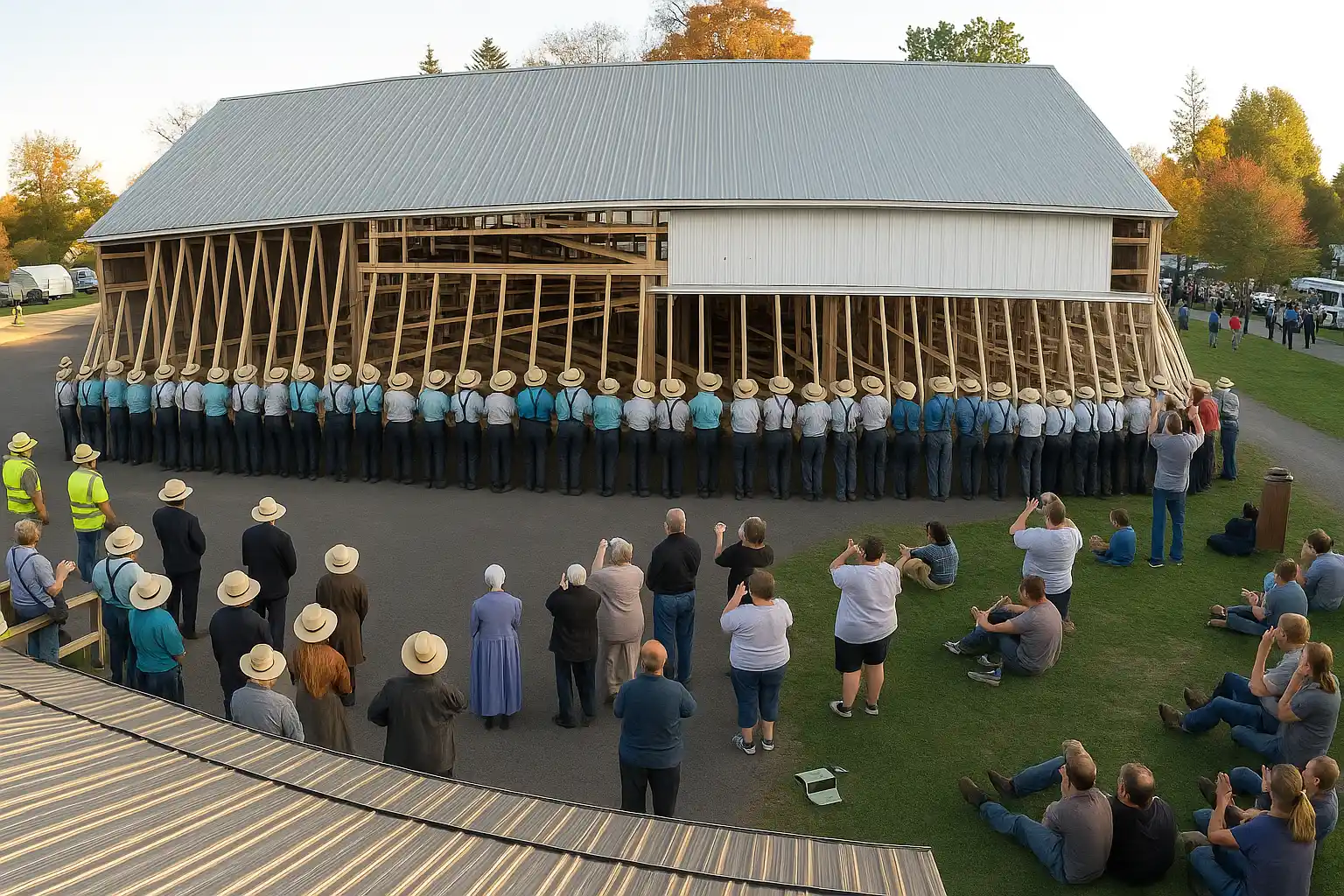 Watch 800 Amish Men Lift and Carry a Huge Barn Across a Field—By Hand ...